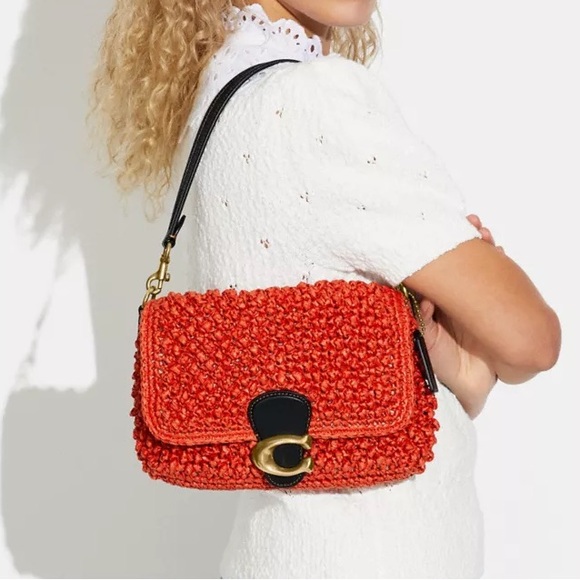 Coach | Bags | Coach Tabby Crochet Raffia Shoulder Bag Red Crossbody ...